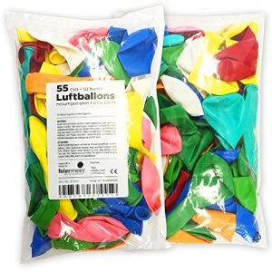 55 Luftballons Bunt & Farbenfroh - geeignet für Befüllung mit Luft oder ...